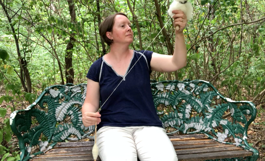 Spinning on a viking spindle - Josefin Waltin spinner